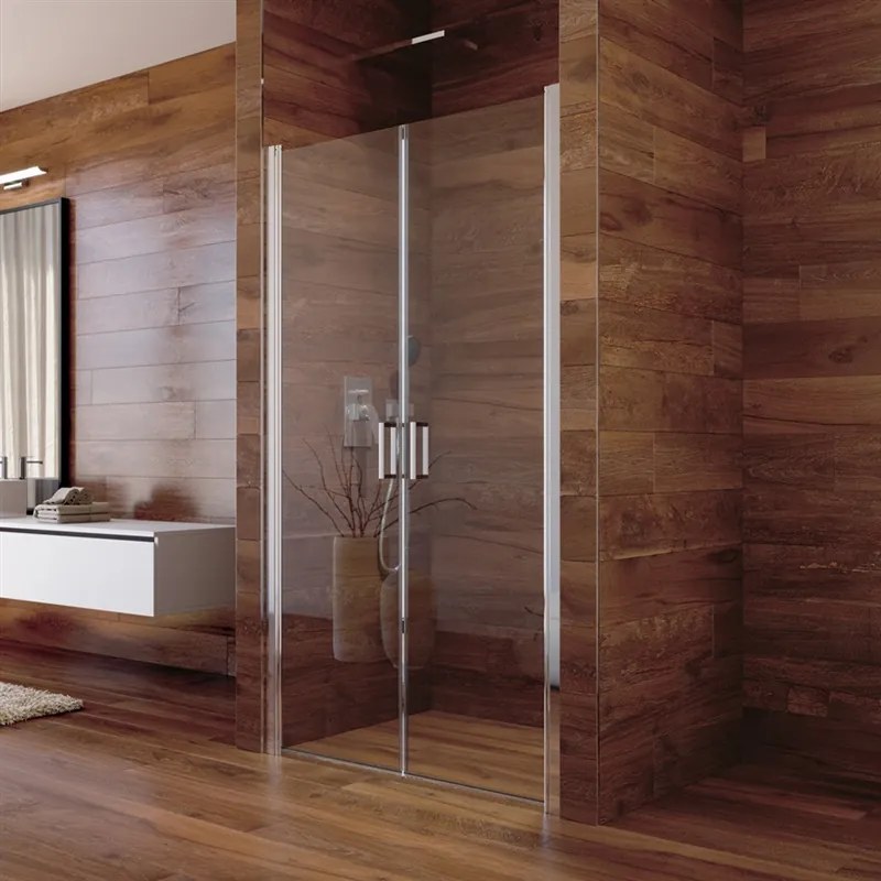 Sprchové dveře, Lima, dvoukřídlé, lítací, 100x190 cm, chrom ALU, sklo Čiré (CK80533K) Mereo