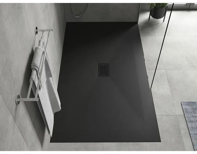 Mexen Hugo, obdélníková sprchová vanička SMC 150 x 100 cm, černá, černá krytka, 42701015-B