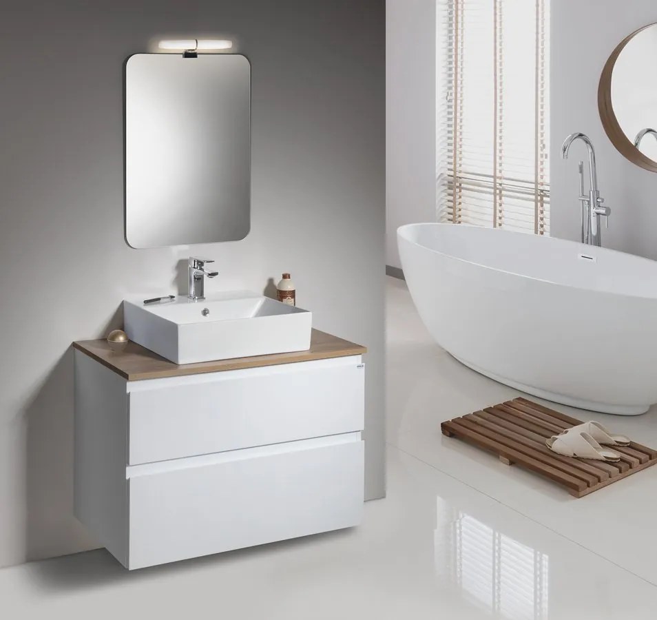 Aqualine Aqualine, ALTAIR skříňka s deskou 58 cm, bílá/dub emporio, AI263-02