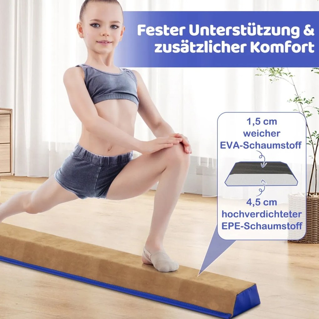 Costway 240 cm dětská balanční kladina s rukojetí a semišovým potahem skládací