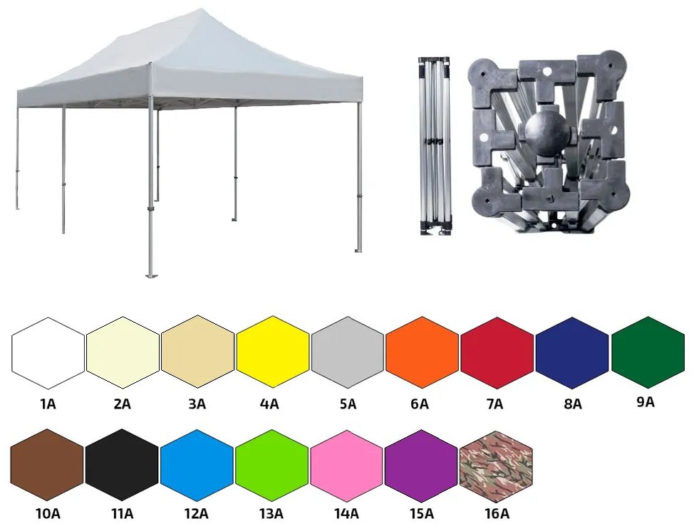 NŮŽKOVÝ PÁRTY STAN 3x6 m TENTino SMALL HEXAGON Barva: 11A - ČERNÁ