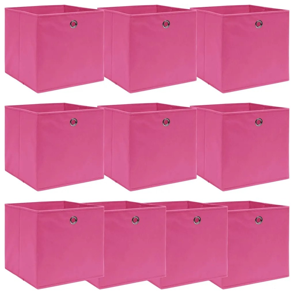 Úložné boxy 10 ks růžové 32 x 32 x 32 cm textil 288347