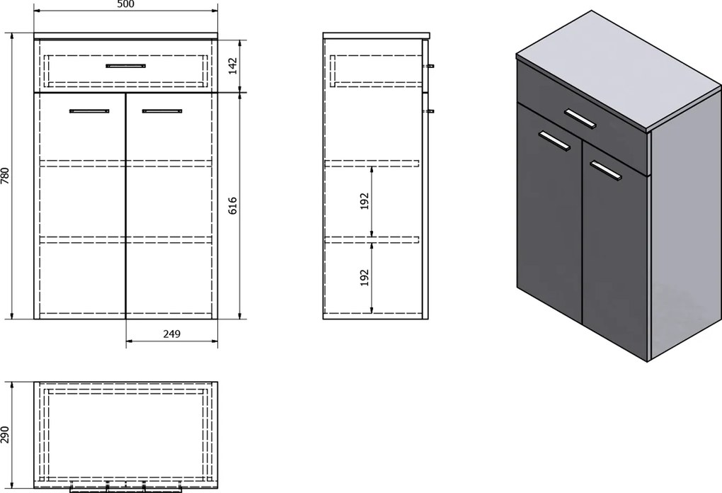 Aqualine ZOJA/KERAMIA FRESH 50 x 78 x 29 cm 50315 skříňka spodní dub platin