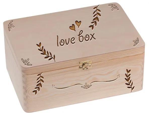 FK Dřevěná krabička LOVEBOX - 30x20x14 cm, Přírodní