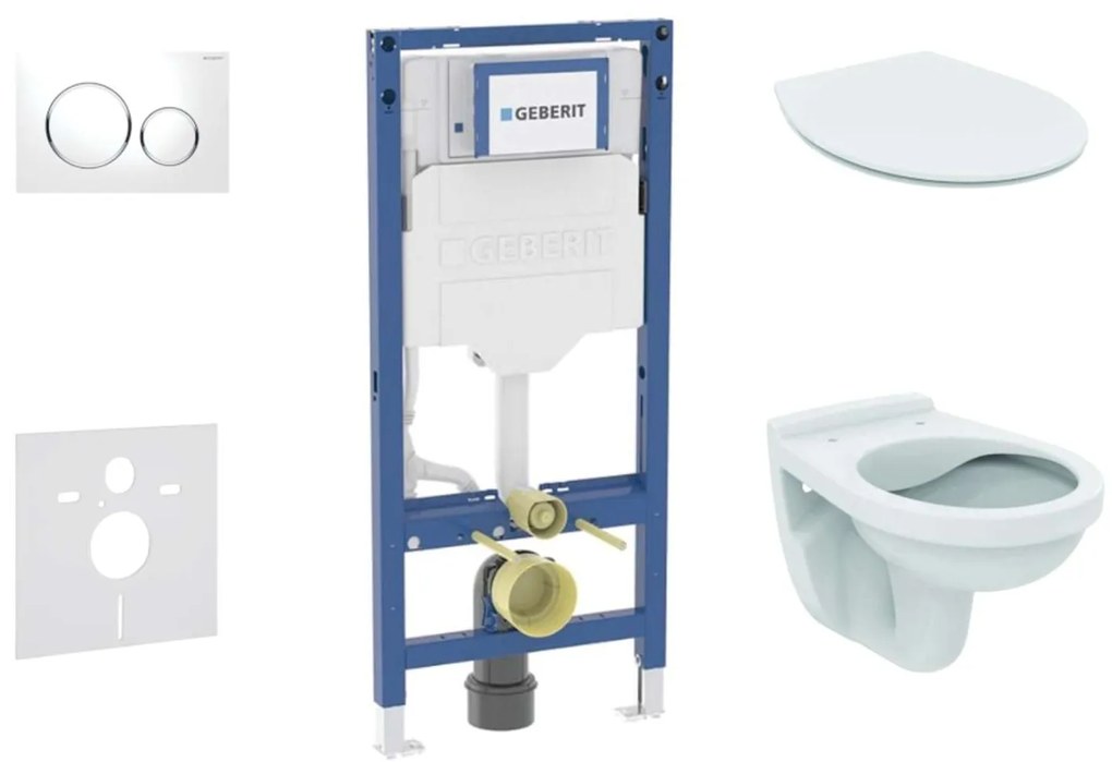 Geberit Duofix - Set předstěnové instalace, klozetu Alpha a sedátka softclose, tlačítko Sigma20, bílá/chrom SANI11CD3103