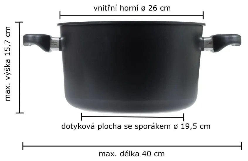 AMT Gastroguss Titanový hrnec ø 26 cm x 15 cm / 6.5 l s poklicí