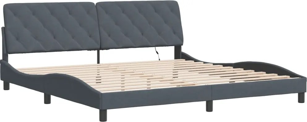 Rám postele s LED bez matrace tmavě šedý 200 x 200 cm samet 3213874
