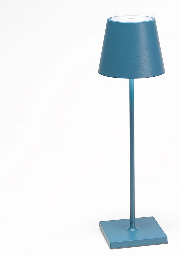 Stolní lampa Zafferano Poldina LED, dobíjecí baterie, matná, modrá