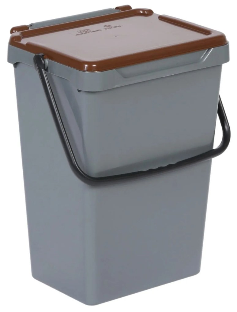 Plastový odpadkový koš pro třídění odpadu, šedá + hnědá, 35 l
