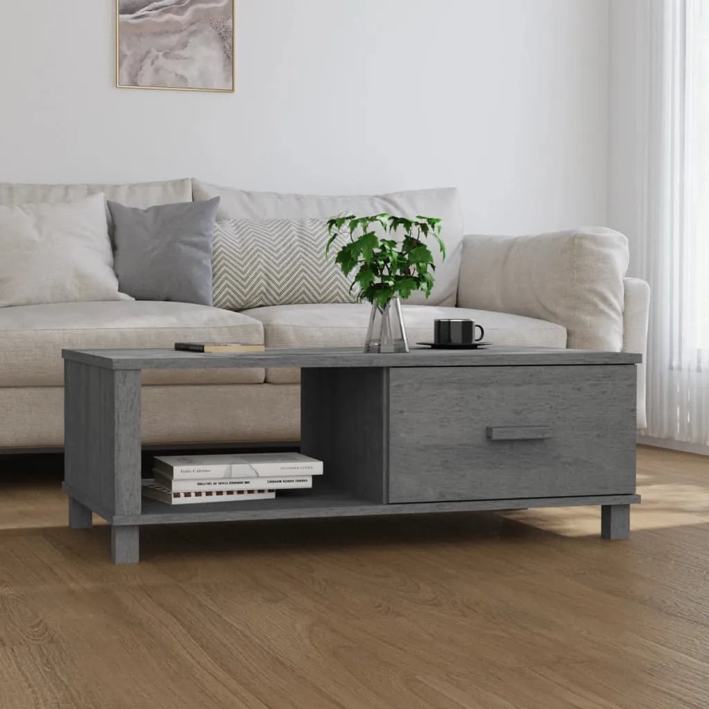 Konferenční stolek HAMAR tmavě šedý 100 x 55 x 35 cm borovice 340454