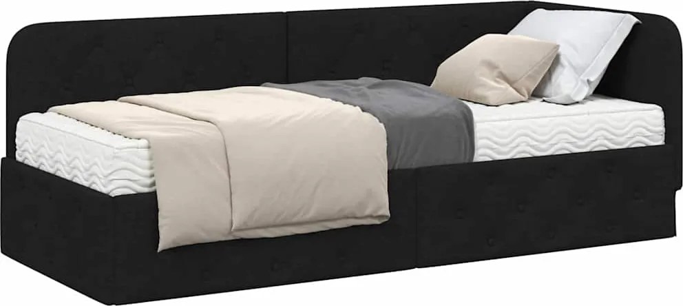 Rohový rám postele Černý 80 x 200 cm textil 3394031