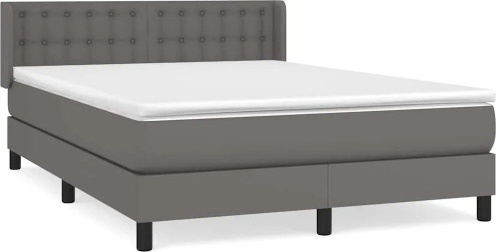 Box spring postel s matrací šedá 140x200 cm umělá kůže 3130785