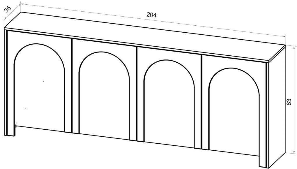 Komoda Arco 204 cm bílá
