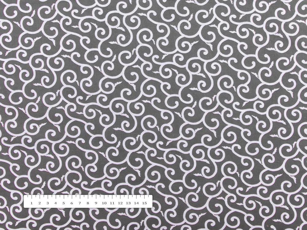 Biante Bavlněný obdélníkový ubrus Sandra SA-258 Ornamenty na tmavě šedém 130x180 cm
