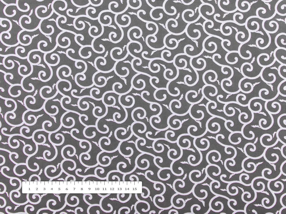 Biante Bavlněný šátek Sandra SA-258 Ornamenty na tmavě šedém 100 x 100 cm