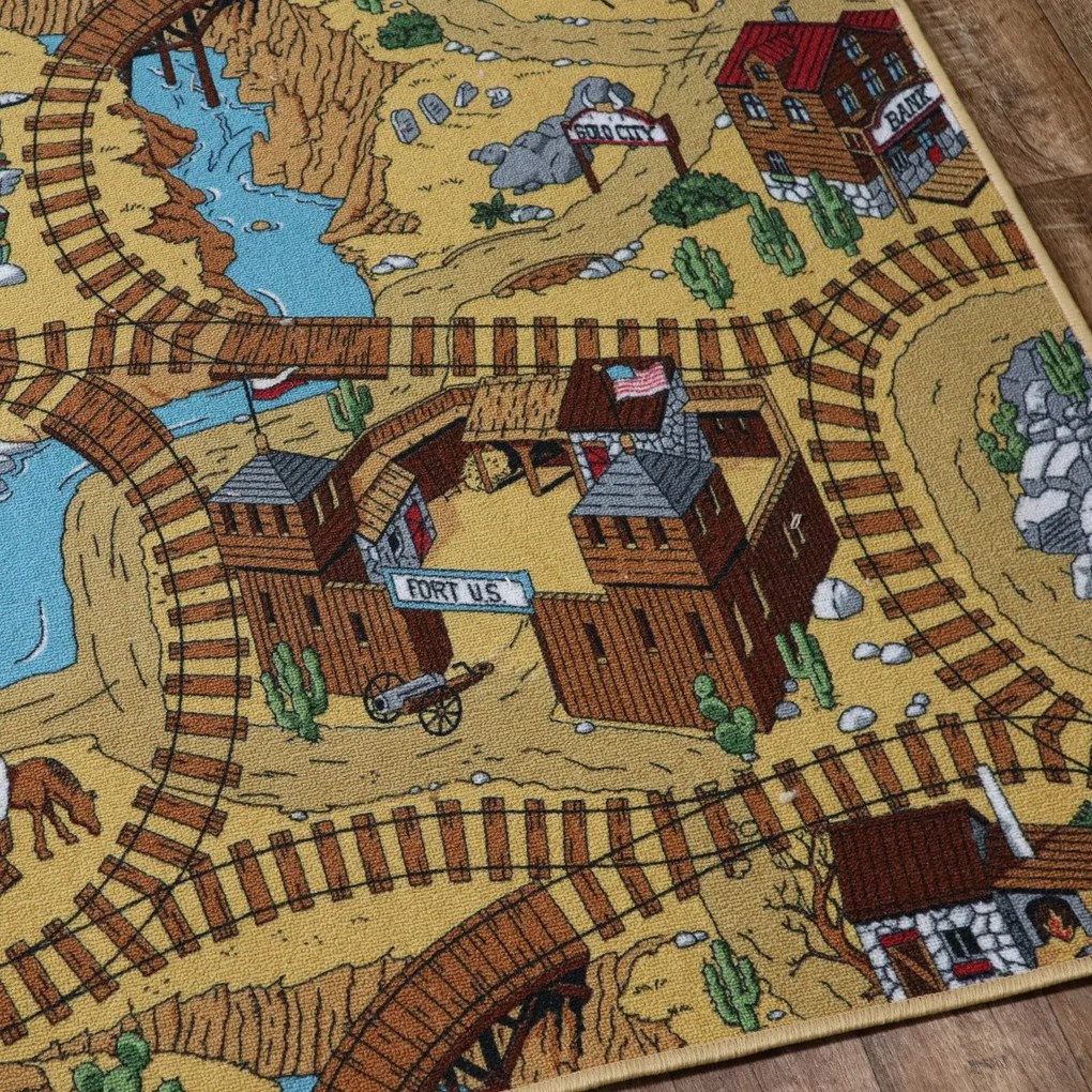 AladinWorld Expres, Dětský kusový koberec Western čtverec, 200x200, vícebarevná, dětský pokoj