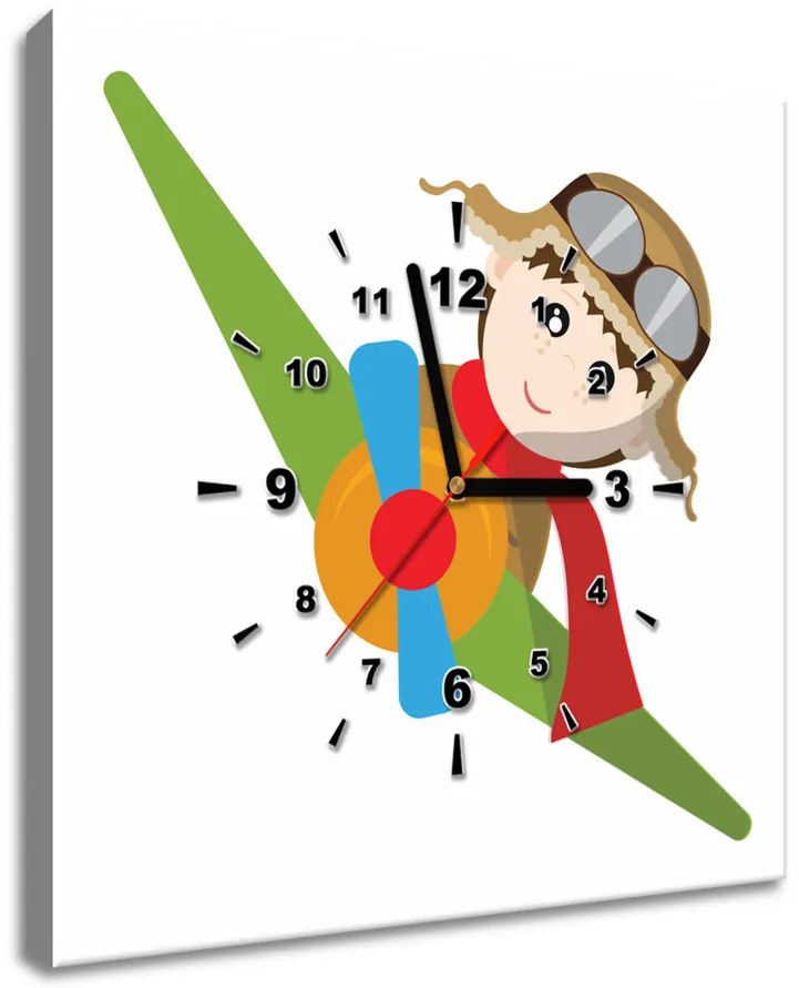 Gario Obraz s hodinami Malý pilot Rozměry: 30 x 30 cm