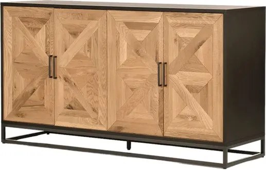Komoda Indus 160 cm z masivu dub přírodní/grafit