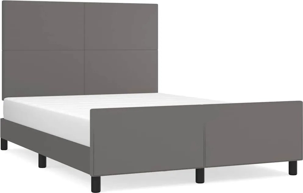 Rám postele s čelem šedý 140x200 cm umělá kůže 3125455