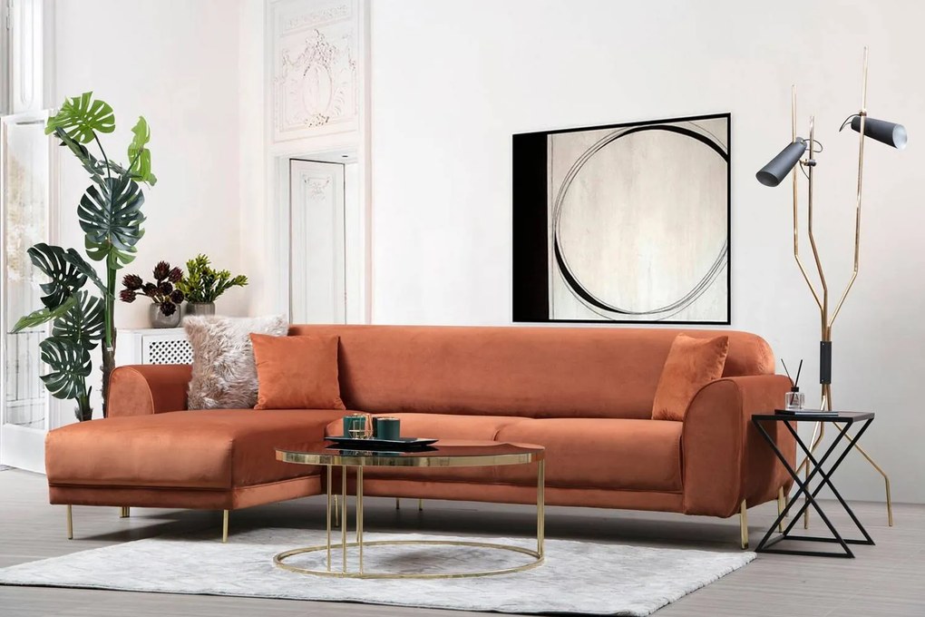 Designová sedačka Haylia 287 cm skořicová - levá