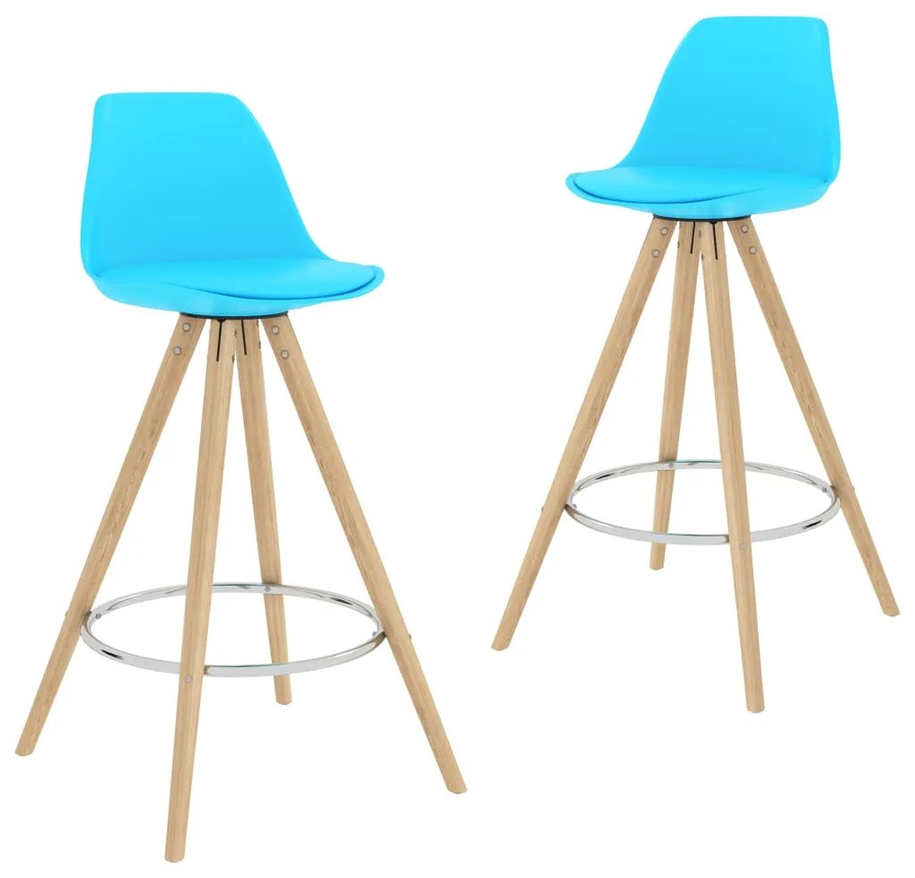 287269 vidaXL Barové stoličky 2 ks modré PP a masivní bukové dřevo