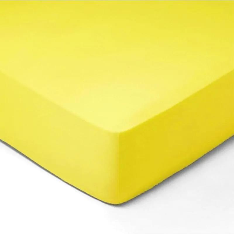 DekorTextil Dětské JERSEY prostěradlo světle žluté ROZMĚR: (š/d/v) 70 x 140 x 20 cm