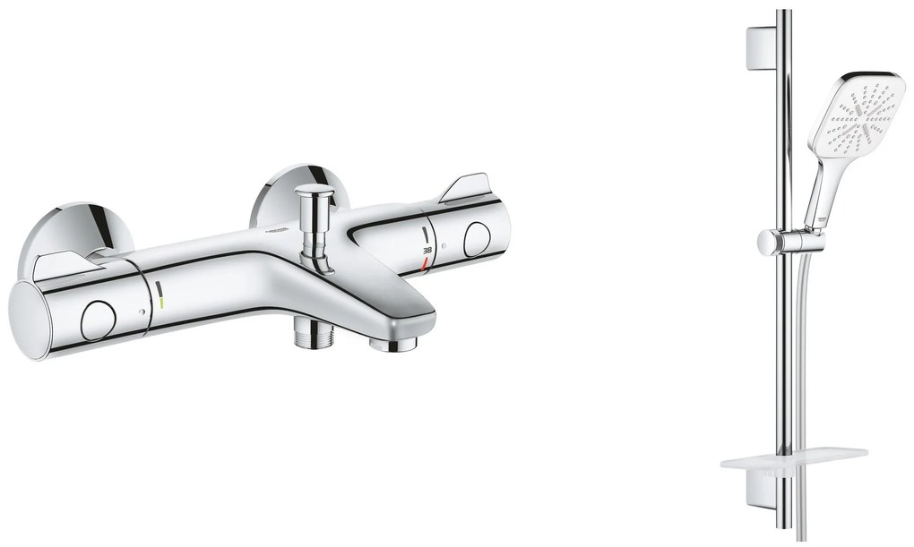 Set vanová baterie Grohe Grohtherm 800 34567000, sprchová sada Grohe Vitalio SmartActive 26596000