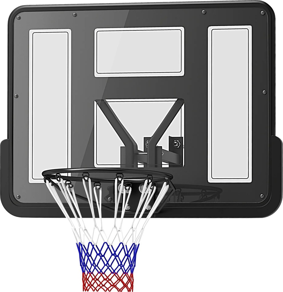 SPORTNOW basketbalový koš s deskou pro venkovní a vnitřní použití, basketbalová deska s ocelovou obroučkou Ø45 cm a sítí, montáž na zeď, basketbalová…