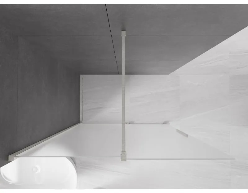 Mexen Velar, sprchová zástěna s posuvnými dveřmi Walk-in 140 x 200 cm, 8mm sklo námraza, broušená ocel, 871-140-000-33-97