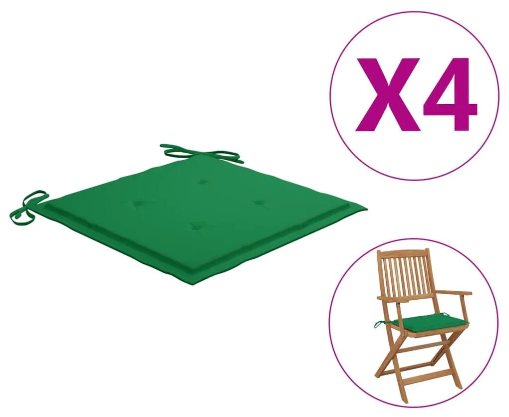 47592 vidaXL Podušky na zahradní židle 4 ks zelené 40 x 40 x 3 cm