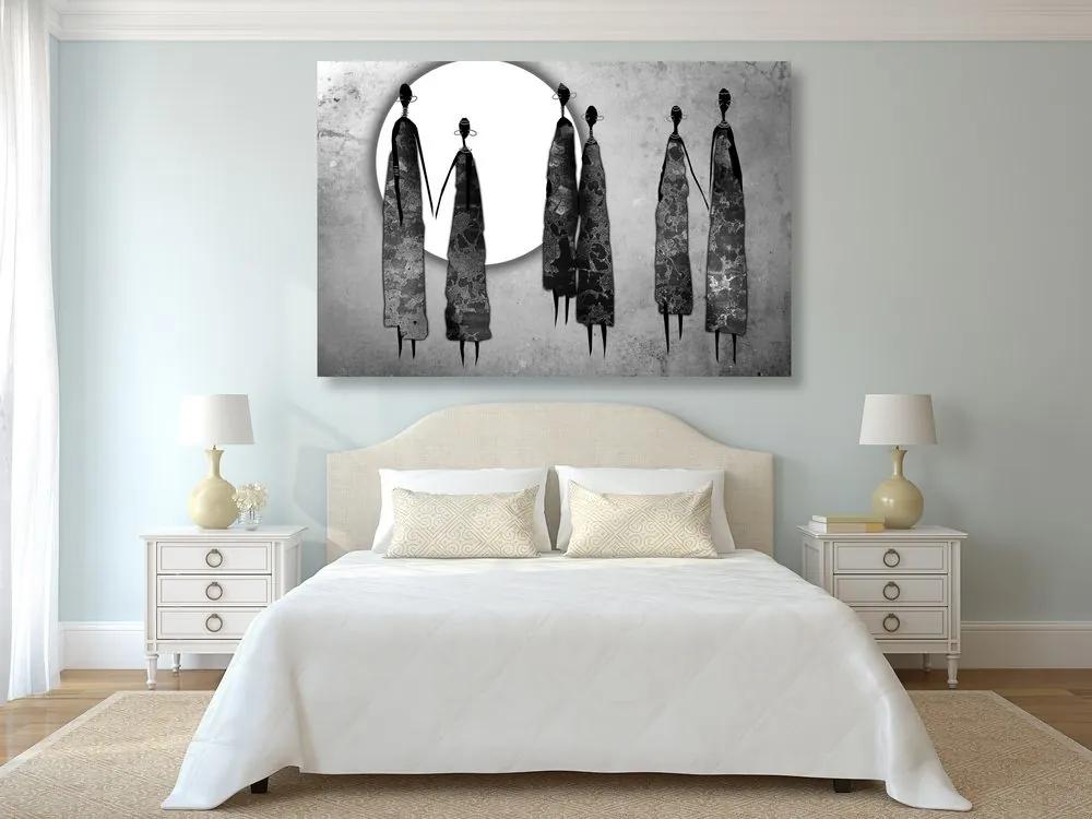 Obraz africké ženy v černobílém provedení - 90x60 cm