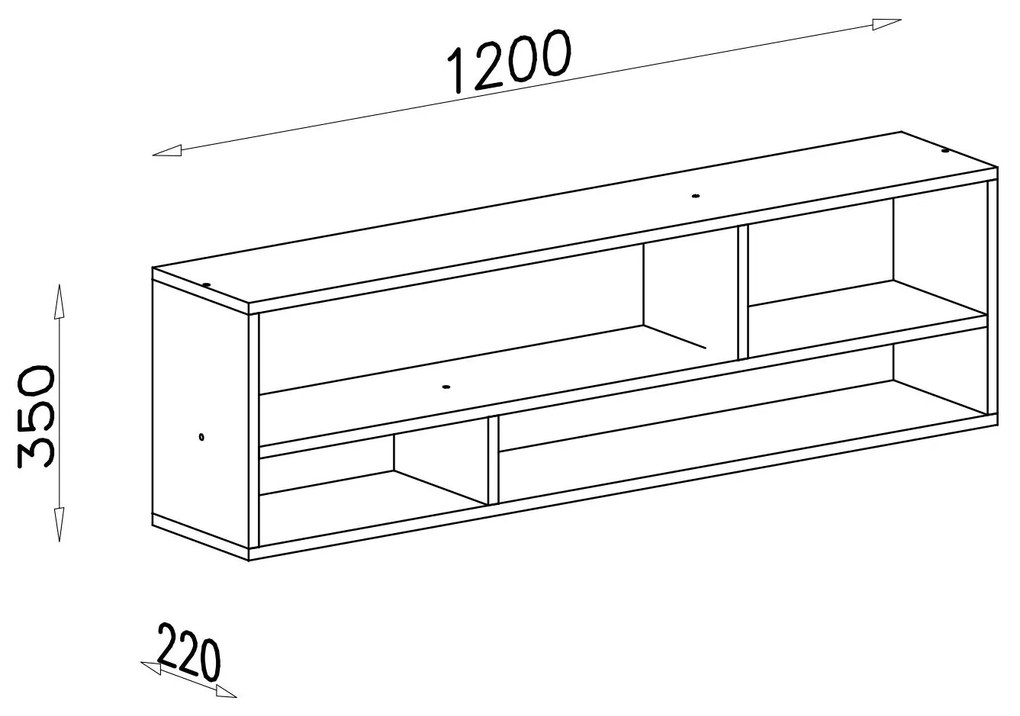 PIXEL | závěsná police PX12 | 120 cm | dub/bílá lux