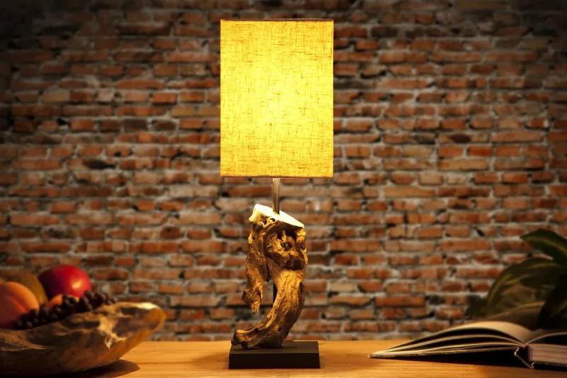 Stolní lampa vyrobená z masivního dřeva Hypnotic béžová
