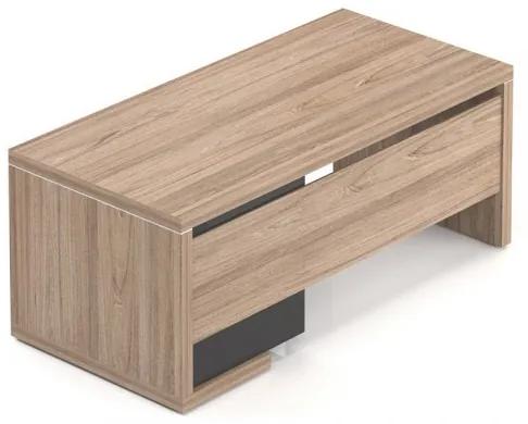 Stůl Lineart 180 x 85 cm + pravý kontejner a krycí panel / Jilm tmavý a bílá