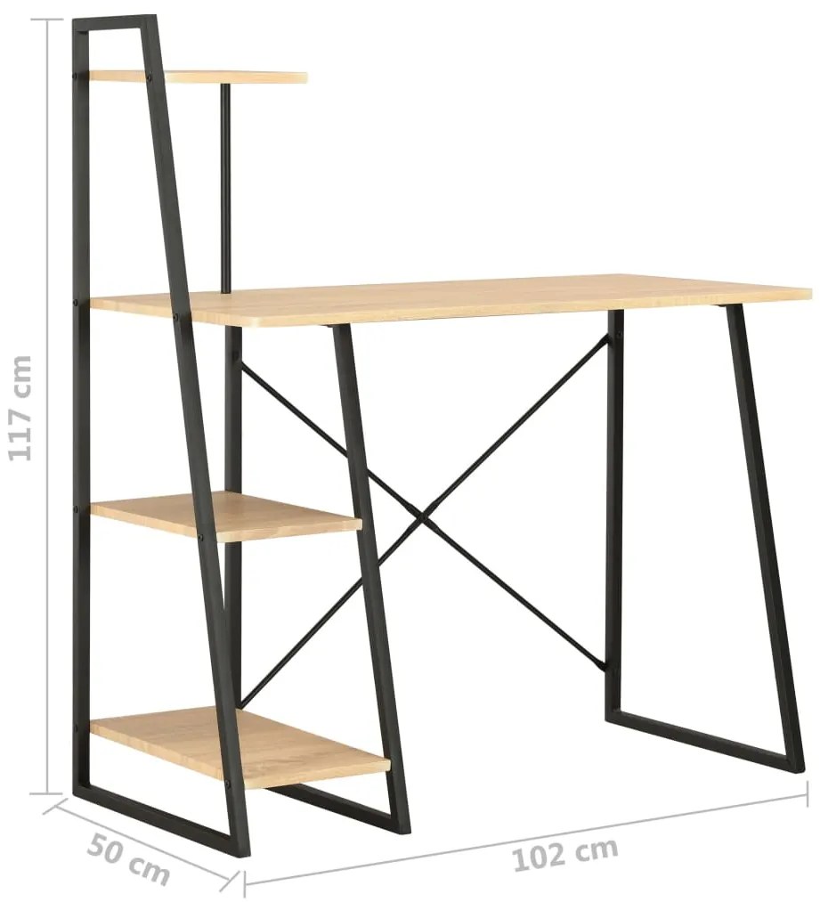 vidaXL Marketos Psací stůl s poličkami černý a dub 102 x 50 x 117 cm