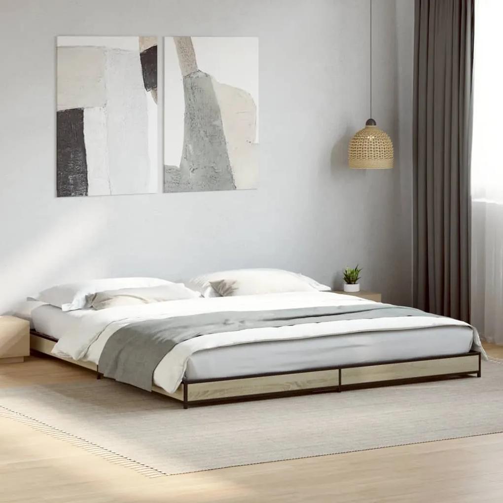 Rám postele dub sonoma 180 x 200 cm kompozitní dřevo a kov