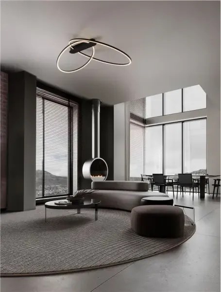LED stmívatelné černé moderní stropní svítidlo Kiklos