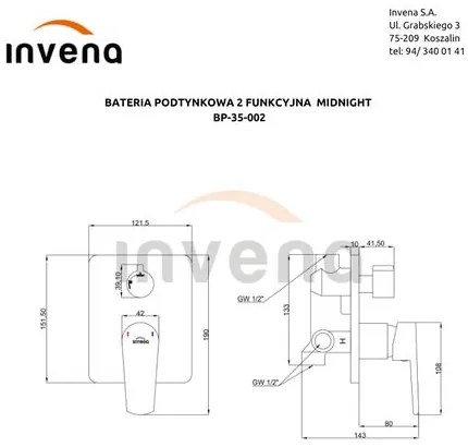 Invena Midnight, podomítková sprchová baterie s dešťovou sprchou 25x25 cm, černá-růžové zlato, BS-35-014-V