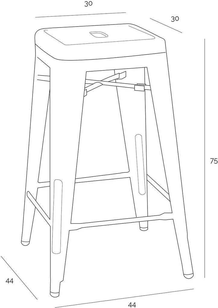 Barová židle PARIS 75cm bílá inspirovaná Tolix