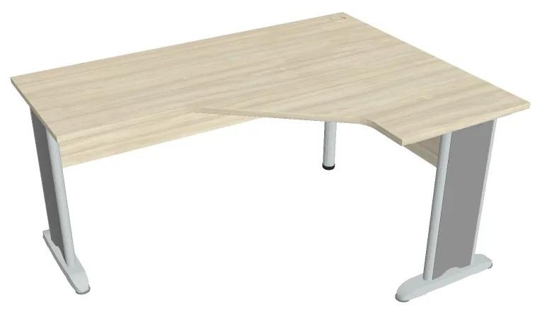 Stůl ergo lomený levý 160×120/60 cm - Hobis Cross CEV 60 L Dekor stolové desky: akát, Dekor lamino podnože: akát, Barva nohou: Stříbrná