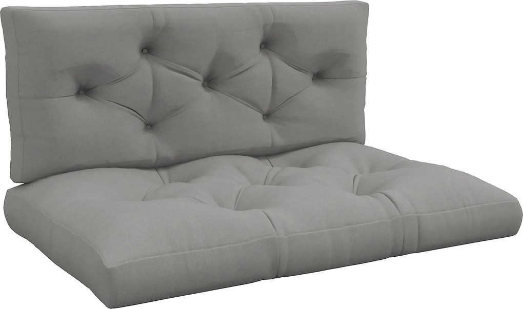Outsunny 2dílná sada polštářů na paletovou sedačku – sedák 120 × 80 × 10 cm + opěrka 120 × 40 × 10 cm, UV-odolné a voděodolné, světle šedé
