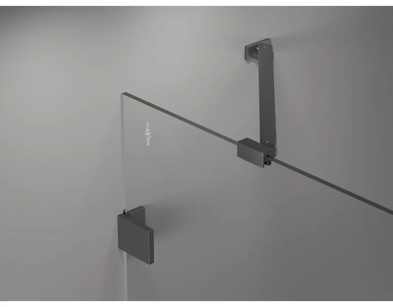 Mexen Lunar, půlkruhový výklopný sprchový kout 100 x 100 cm, 8mm čiré sklo, grafitový profil, 833-100L-100P-95-00
