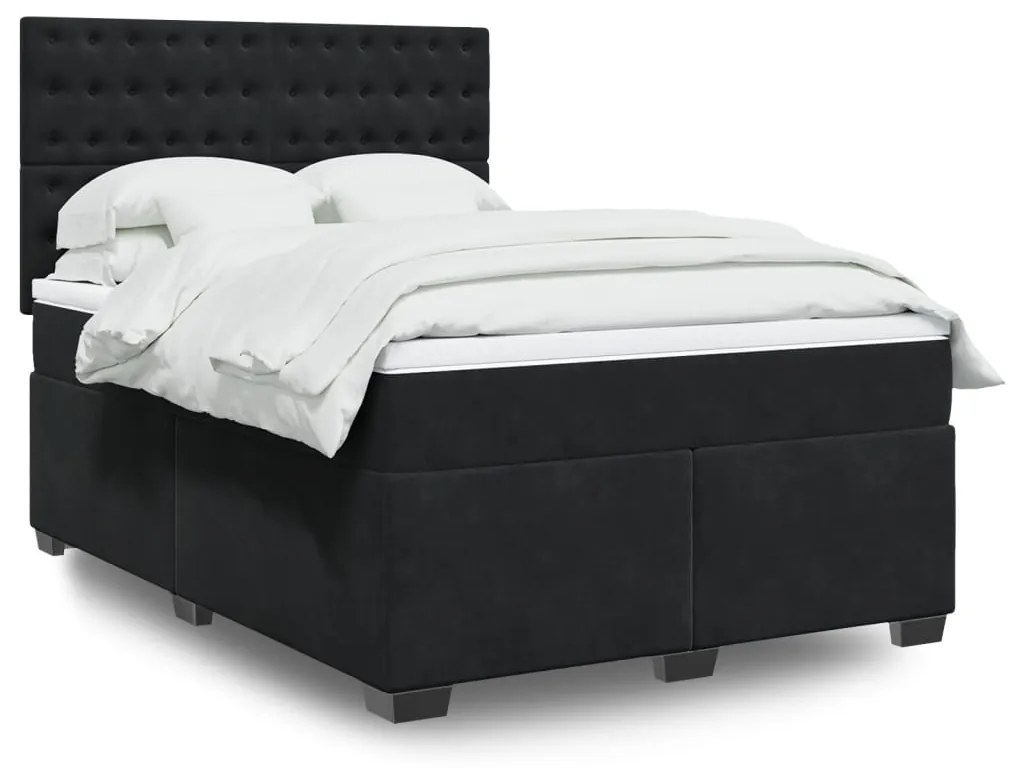 Box spring postel s matrací černá 140x200 cm samet 3290944