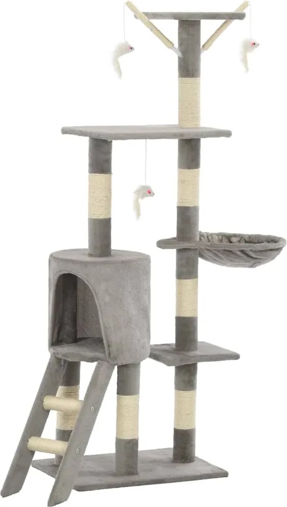 Škrabadlo pro kočky se sisalovými sloupky 138 cm šedé 170578