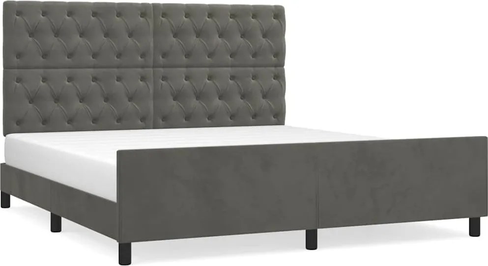 Rám postele bez matrace tmavě šedý 160 x 200 cm samet 3125947