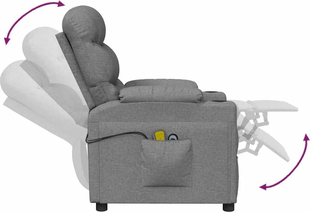 Elektrické masážní křeslo světle šedé textil 3143503