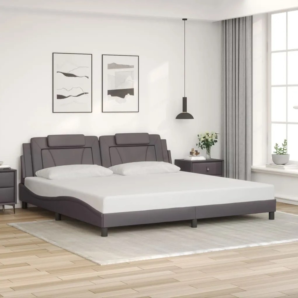 Rám postele Viana s LED bez matrace šedý 200 x 200 cm 3214046
