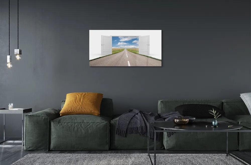 akrylový obraz Polní cesta 3d dveře 100x50 cm