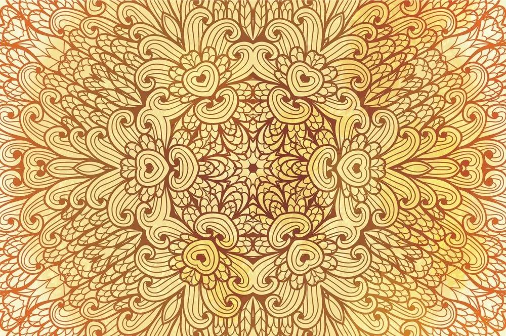 Tapeta zlatá etnická Mandala - 225x150 cm