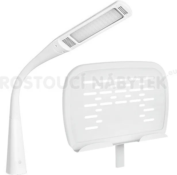 Dětský rostoucí set AMANDO bílo-šedý + LED lampa + držák knih